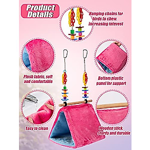 Winter Warm Bird Nest House, Double-Sided Birds Bed for Cage, Hammock Snuggle Hut with Chew Toy and Durable Wooden Stick for Cockatiels Parakeet African Grey Macaws Amazon Parrots