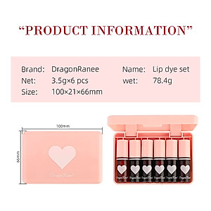 Sulily 6 Colors Lip Tint Stain Set,Plumping Mini Velvet Lip Tint,Hydrating Moisturizing Lip Cheeks and Eyes,Waterproof&Long Lasting,Natural Glossy Korean Lip Tint Stain Non-Sticky