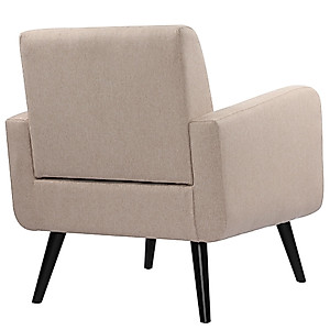 LSSPAID Modern Accent Chairs, Upholstered Fabric Cozy Armchairs, Living Room Side Chair with Solid Wood Legs, Beige