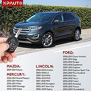 NPAUTO Key Fob Replacement for Ford Expedition Fusion Escape Focus Edge Explorer Flex Mustang Taurus Lincoln Navigator MKX Mazda Mercury Milan Sable Keyless Entry Remote Control Key Fob, OUCD6000022