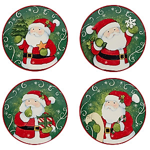 Certified International Holiday Magic Santa 6" Canape/Luncheon/Snack Plates, Set of 4