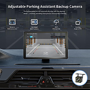 Portable Apple Carplay Screen for Car, 9" Wireless Apple Carplay & Android Auto,4K Dash Cam,1080p Backup Camera DVR,Car Audio Receivers GPS Navigation Mirror Link, Bluetooth,FM, Siri