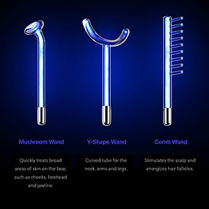 NuDerma Clinical Skin Therapy Wand - Portable Skin Therapy Machine w 6 Fusion Neon + Argon Wands – Anti Aging - Clarifying - Skin Tightening & Radiance - Wrinkle Reducing