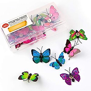 Yalis Decorative Thumb Tacks 12 Pcs Colorful Cute Pushpins for Feature Wall, Whiteboard, Corkboard, Photo Wall (Butterfly)
