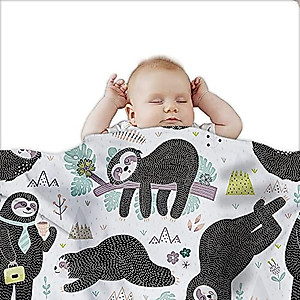 Sinlley Sloth Gifts, Sloth Blanket for Girls Boys 30"x40", Sloth Baby Blanket for Toddler Newborn Unisex Cute Warm Plush Fleece Kids Bed Quilt Throw Blankets Baby Swaddle Blanket