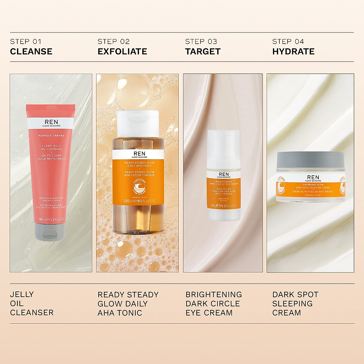 REN Clean Skincare Radiance Overnight Glow Dark Spot Sleeping Cream - Hydrating Facial Moisturizer, Clinically Proven to Reduce the Appearance of Dark Spots, Awake to Dewy & Glowing Skin