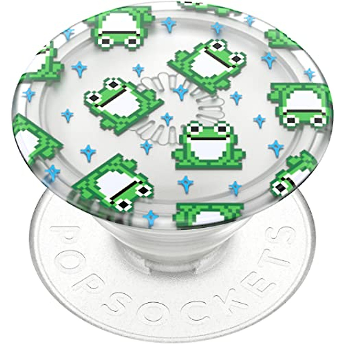 PopSockets Plant-Based Phone Grip with Expanding Kickstand, Eco-Friendly PopSockets for Phone - Translucent 8 Bit Frogs