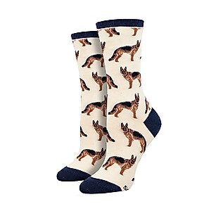 Socksmith Women's Crew Socks German Shepherd Ivory Heather