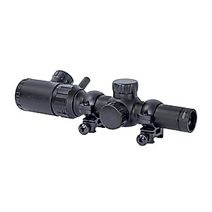 Monstrum 1-4x20 Rifle Scope with Rangefinder Reticle and Medium Profile Scope Rings | Black