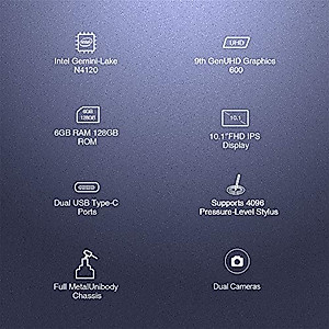 CHUWI Hi10 X, 10.1" Tablet with Keyboard and Pen, 6GB LPDDR4 128GB Storage, 1920x1200P 10-Point Touch Display, Intel Celeron N4120, 2 in 1 Convertible Laptop, Dual Band WiFi, Typc-C, Windows 10, Gray
