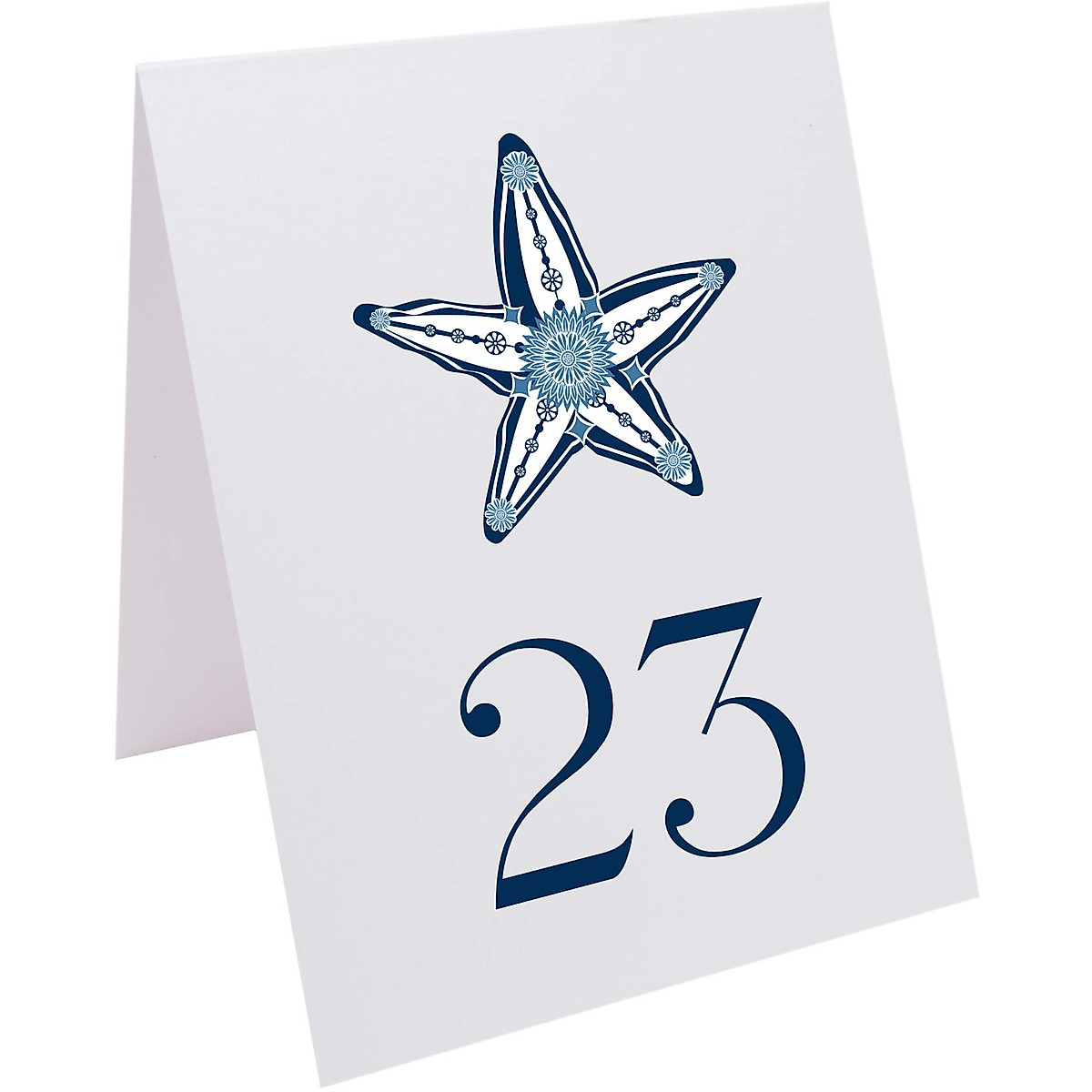 Starfish Wedding Table Numbers, 1-10, Double Sided, Tent or Use in a Stand, Great for Parties & Restaurants - Made in the USA