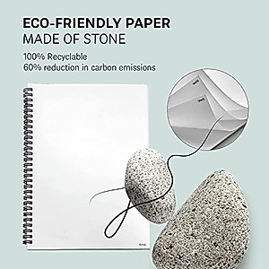 GAK. Stone Paper Waterproof Spiral Notebook, 7.20”x10.11”, 50 sheets, Durable Notebook, Eco-Friendly Mineral Stone Paper Notebook, Waterproof Notepad, Ruled, Green