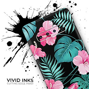 DesignSkinz Tropical Mint and Vivid Pink Floral v2 Protective Vinyl Decal Wrap Skin Cover Compatible with The Samsung Galaxy S20 (Screen Trim & Back Glass Skin)