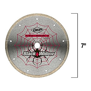 QEP 7" Black Widow Premium-Grade, Thin Rim Diamond Blade for Wet Cutting of Porcelain, Ceramic, Granite and Marble Tile