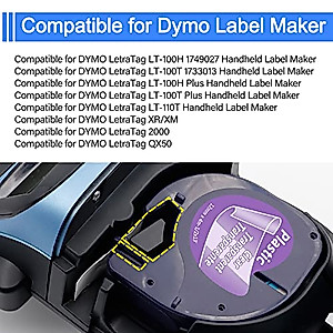 USUPERINK 3 Pack Compatible for Dymo Letratag Refills 16952 12267 16951 S0721530 Clear Plastic Label Tape 12mm x 4m 1/2'' x 13' for Dymo LetraTag Plus LT-100H LT-100T QX50 Label Maker, Black on Clear