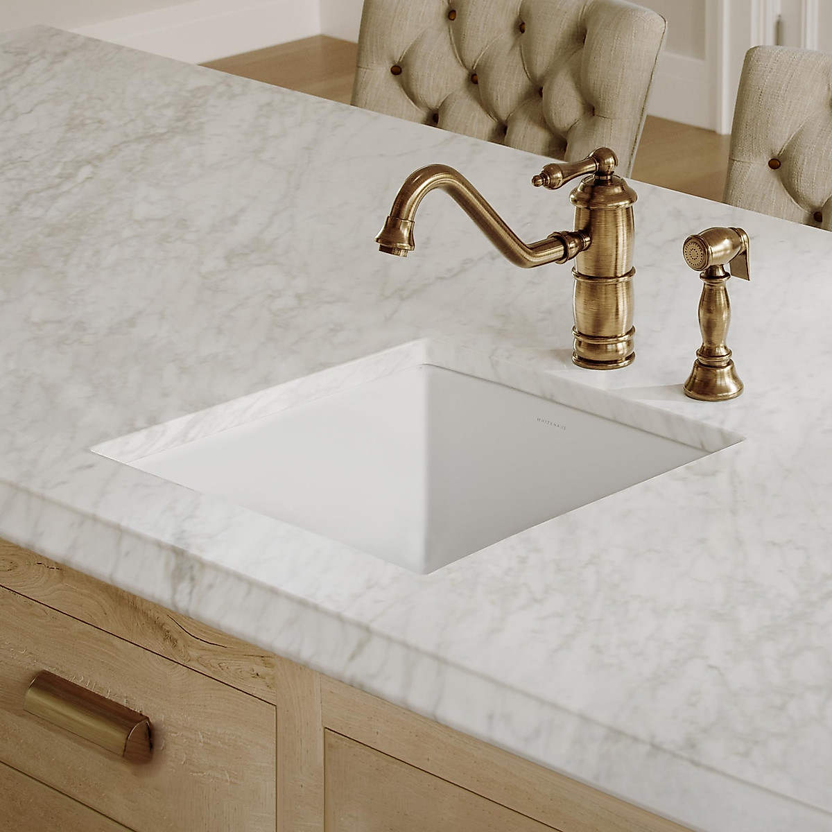 Whitehaus Collection WHUF1818 Undermount/Drop-in Fireclay Kitchen Sinks, Stainless Steel Grid Included