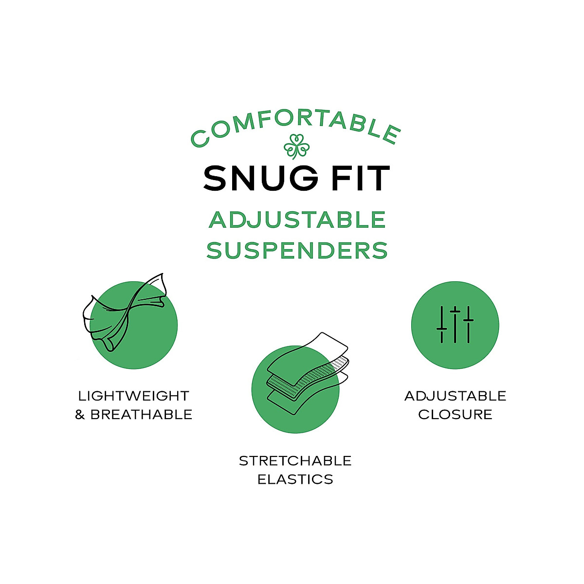 Man of Men St Patricks Day Suspenders Shot Glass Suspenders - St Patricks Day Accesories, Lucky Shot Glasses Suspenders with Clips