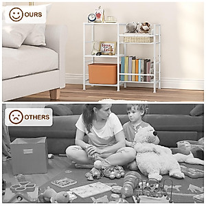 2 in 1 Kids Bookshelf & Kids Toy Storage, 5 Tier Shelf for Kids, Bookshelf with Storage, Kids Bookcase and Toy Storage Organizer for Living Room, Bedroom, Kids Room School & Nursery, Metal, White