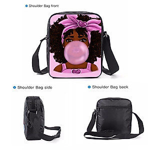 AHHXQQN African girl three piece backpack set cute black girl backpack suitable for teenage female students 16 inches