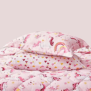 UMCHORD Unicorn Kids Bedding Set for Girls, 5 Pieces Twin Size Bed in a Bag, Super Soft Lightweight Comforter Set with Sheets, Durable Children Bed Set