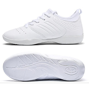 DADAWEN Cheer Shoes for Youth Girls Women White Cheerleading Dancing Shoes Athletic Training Tennis Walking Breathable Competition Cheer Sneakers White US Size 8/EU Size 40