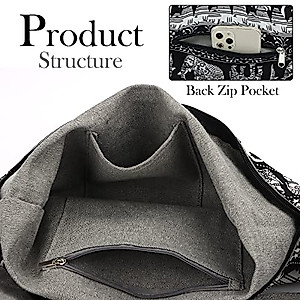 Fecialy Bohemian Shoulder Bag Printed Hippie Hobo Sling Bags Canvas Crossbody Bag for Women