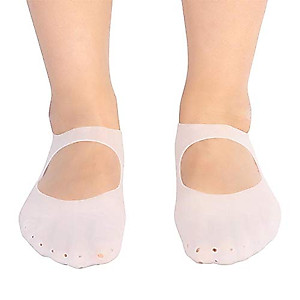 Silicone Sock, 1pair Crack-Proof Moisturizing Socks Protector Foot Care Tool Prevention Socks for Women with Breathable Hole for Dry Cracked Heel(L-02#)
