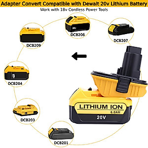 Tulepowceeng 2 Packs DCA1820 Battery Adapter Compatible with Dewalt 18V Tools, Convert Compatible with Dewalt 20V Lithium Batteries DCB203 DCB204 DCB206 to Work with 18V Cordless Power Tools