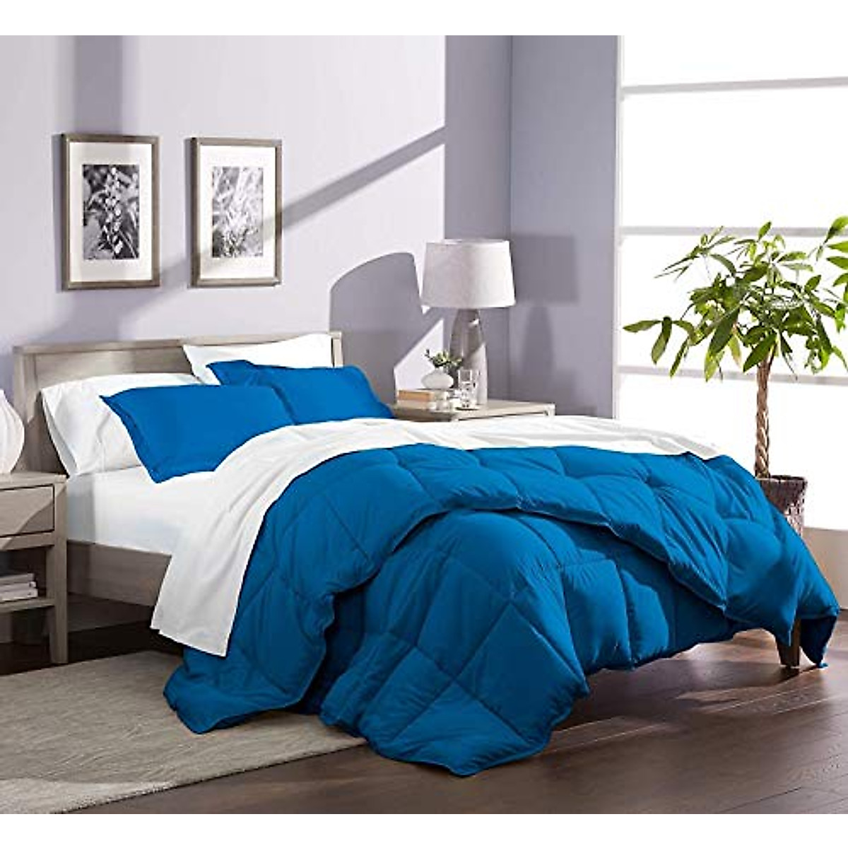 Utra Soft Bed in Bag 1000 Series Egyptian Cotton 3 Piece 500 GSM Warm Comforter Set ( Comforter + 2 Pillow Cases ) Bedding Set Full Royal Blue