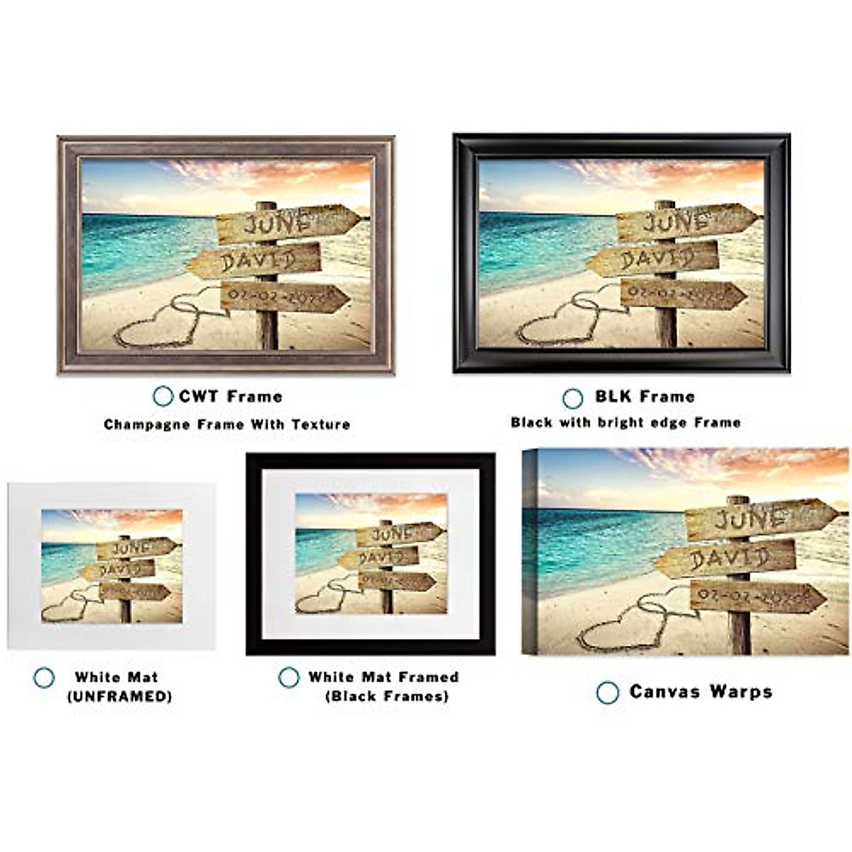 Heart in Heart Sign Unique Personalized Photo or Canvas Prints with Couple's Names and Special Date on Sign,Perfect Present for Anniversary,Wedding,Birthday,Holidays