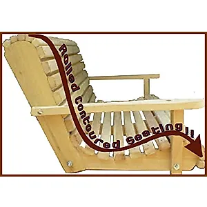 Ecommersify Flip Cup Holder Console Rot-resistant Cypress Eternal Wood Lumber Roll Back Porch Swing, 5-Feet