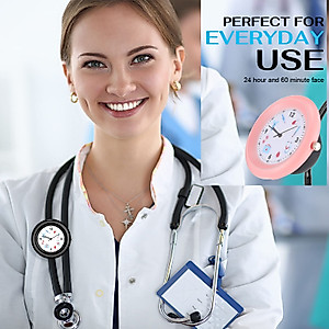 Janmercy 4 Pcs Stethoscope Watch with Medical Symbols for Doctor Clinic Staff Tunic Nurses Stethoscope Clock Watches Clip on Watch Lightweight Frame Nursing Stethoscope Accessories