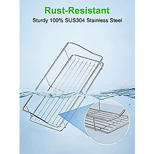 SMARTAKE 2-Pack Shower Caddy, Adhesive Bathroom Shelf Wall Mounted, No Drilling Strong Shower Caddies Kitchen Racks - Stainless Steel Storage Organizers (9.9 Inches), Silver