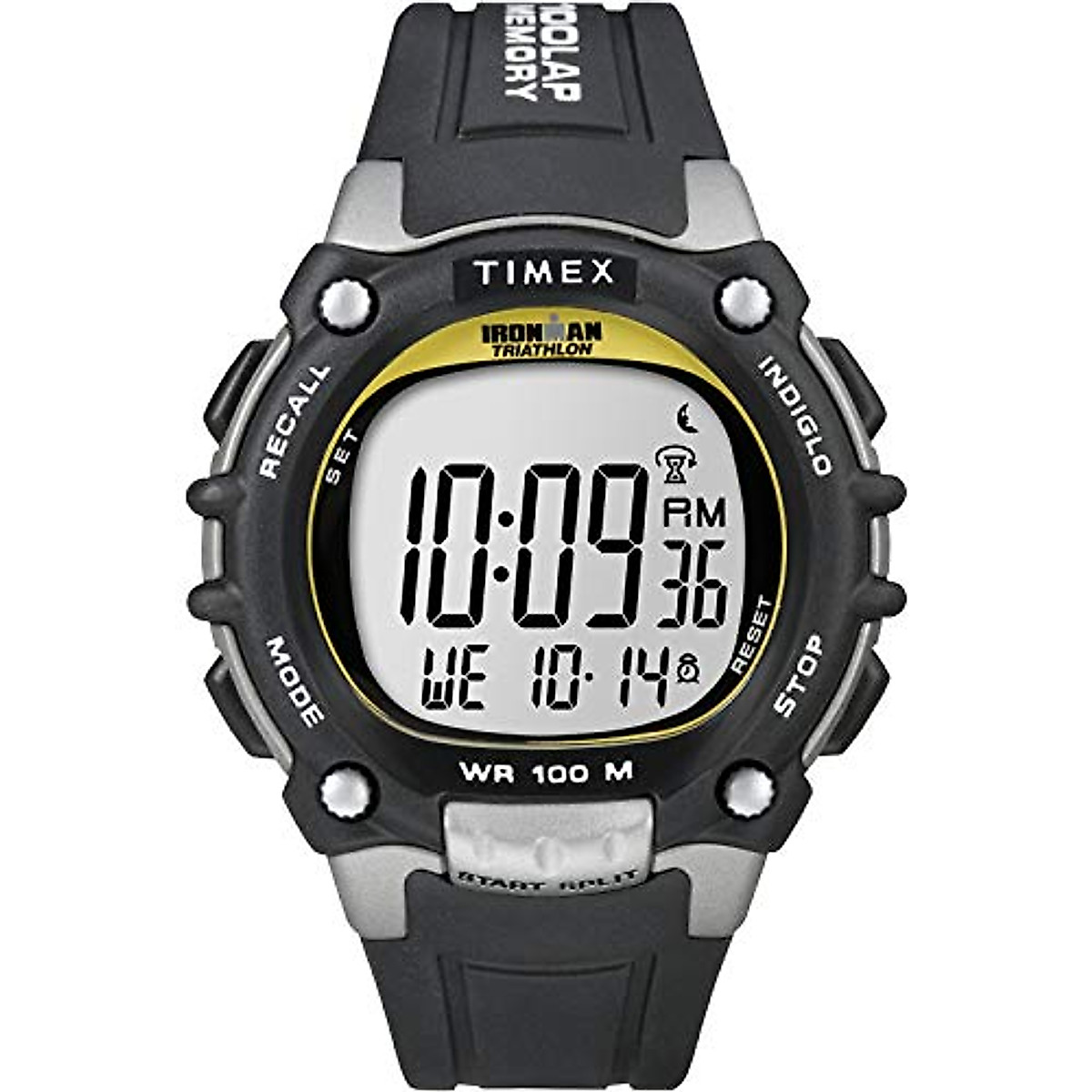 Timex Men's T5E231 Ironman Classic 100 Black/Yellow Resin Strap Watch