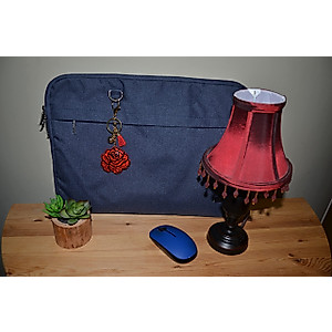 Popfizzy Rhinestone Red Rose Keychain for Women, Flower Keychain Accessories, Rose Backpack Keychain, Bling Gifts for Women