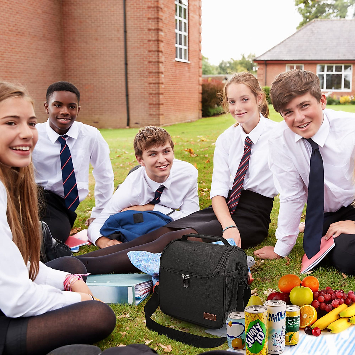 MIYCOO Insulated Lunch Box for Women Men Leakproof Girls and Boys Lunch Bag for School Outdoor Work with Shoulder Belt, (Black,11L)