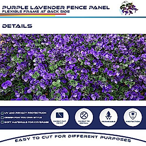 Windscreen4less 20" x 20" Artificial Purple Lavender Outward Fence Panel 4 Pcs