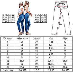 RHODANTHE Women's Ripped Boyfriend Jeans Stretch Skinny Trendy Jean Women Straight Distressed Jeans