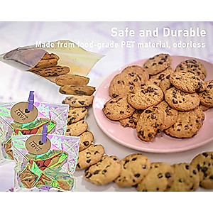 Zulihoia Christmas 100 PCS Cellophane Treat Bags, 4" x 6" Cookie Candy Popcorn Bags, Clear Small Gift Bags, Decorative Party Favor Bags