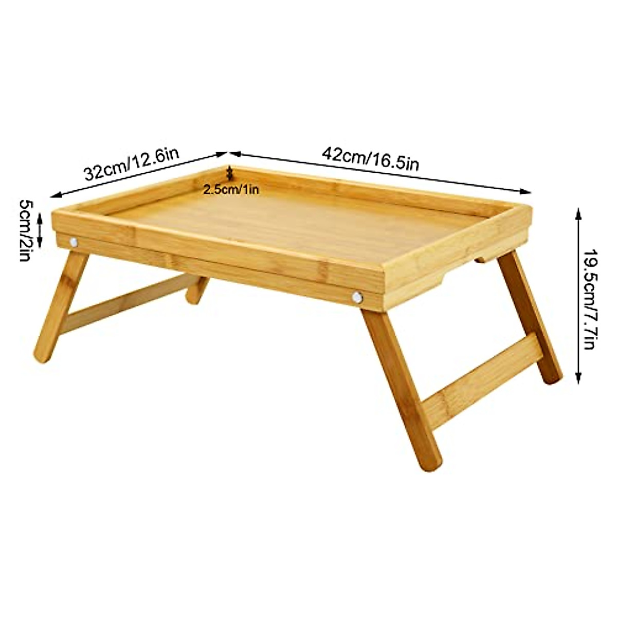 WKWKER Bamboo TV Bed Tray Table with Folding Legs Serving Trays Drawing Table Portable Laptop Desk Snack Table Breakfast Trays (Natural)