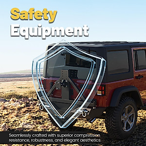 ECOTRIC Steel Rear Bumper Compatible with 2007-2018 Jeep Wrangler JK with Tire Carrier Bumper w/Lockable Tire Carrier 2" Receiver 2Pcs High Powered LED Floodlights Textured Black 2 Packages