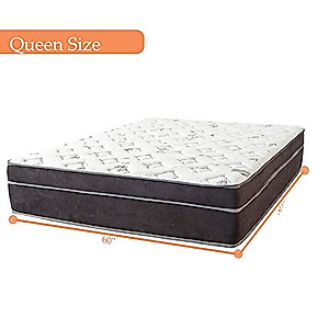 Nutan 12" Queen Size Mattress and Box Spring - Euro Top Firm Foam Encased/Orthopedic Support for A Restful Night, No Assembly Required 59x79