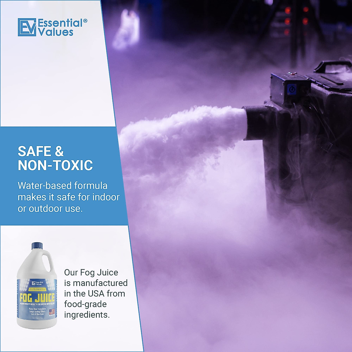 Smoke Machine Fog, Fluid for Fogging Machines – Fog Juice That Produces Long-Lasting Medium Density Smoke for Water-Based Foggers, For 400-1500 Watt Machines
