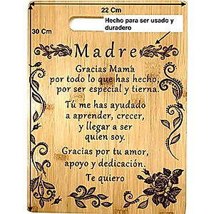 Gift for mom Spanish-Regalo para el poema de mamá-Tabla de cortar de bambú grabada única-Madre poema (22x30cm)