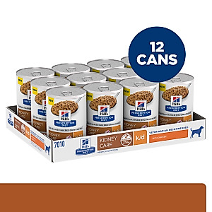 Hill's Prescription Diet k/d Kidney Care with Chicken Wet Dog Food, Renal Food, Veterinary Diet, 13 Oz Cans, (Pack of 12)