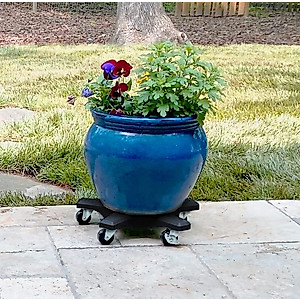 Bosmere S18410 Down Under Plant Caddie, Heavy Duty Plant Stand with Wheels, 500lb Capacity, 16-Inch, Black