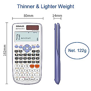 OSALO Scientific Calculator 417 Function 2 Line 10+2 Digits Written Display Solar Scientific Calculator (OS 991ES Plus)