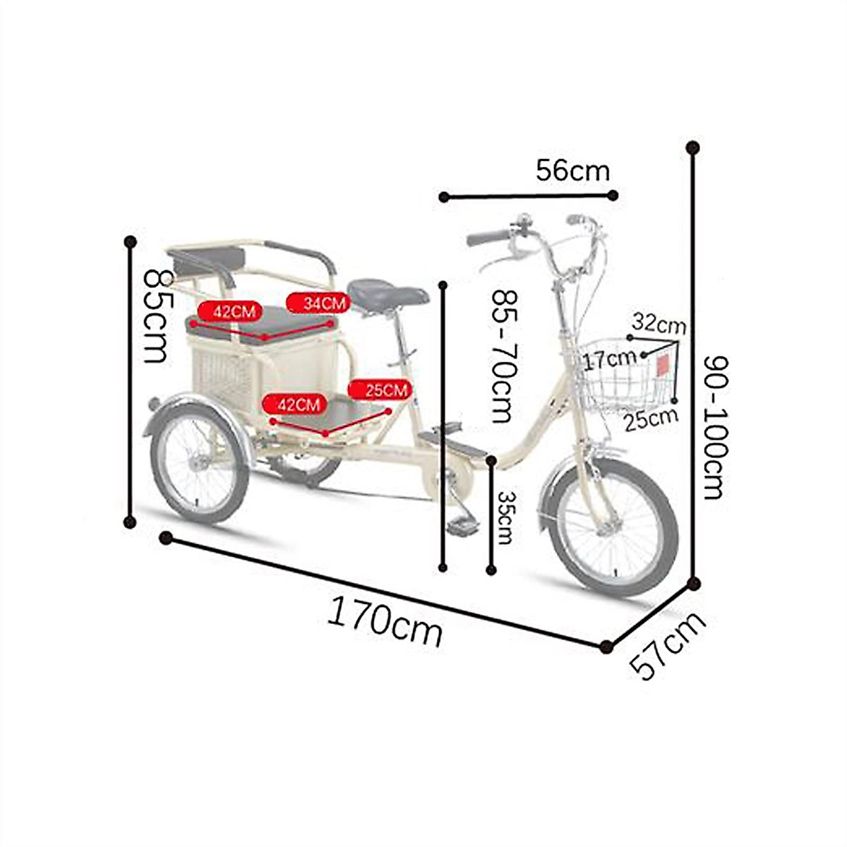 LUYIYI Pedal Rickshaw, Old Pedal Small Bicycle, Adult Cargo Scooter (Color : Gold)