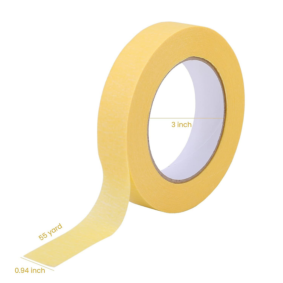Lichamp 3-Pack Automotive Refinish Masking Tape Yellow 25mm x 55m, Cars Vehicles Auto Body Paint Tape, Automotive Painters Tape Bulk Set 1 inch x 55 Yards x 3 Rolls