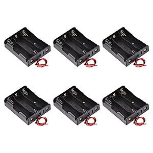 uxcell Battery Case Storage Box 3 Slots x 3.7V 2-Wire Lead for 3 x 18650 Battery 6 Pcs